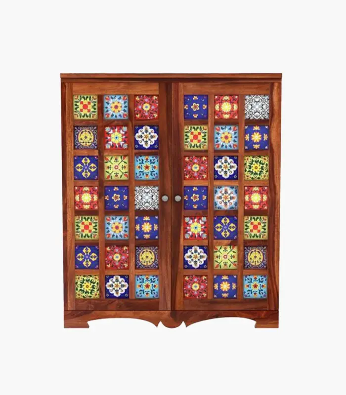 Ambross Sheesham Wood Bar Cabinet | Rich Walnut Finish